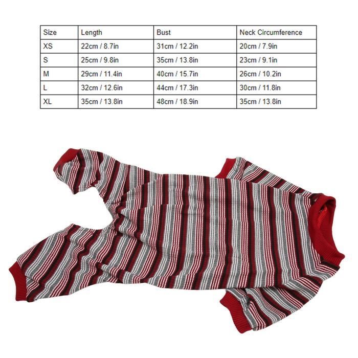Drfeify Pyjama rayé pour chien Pyjama pour chien rayé à la mode mignon ...