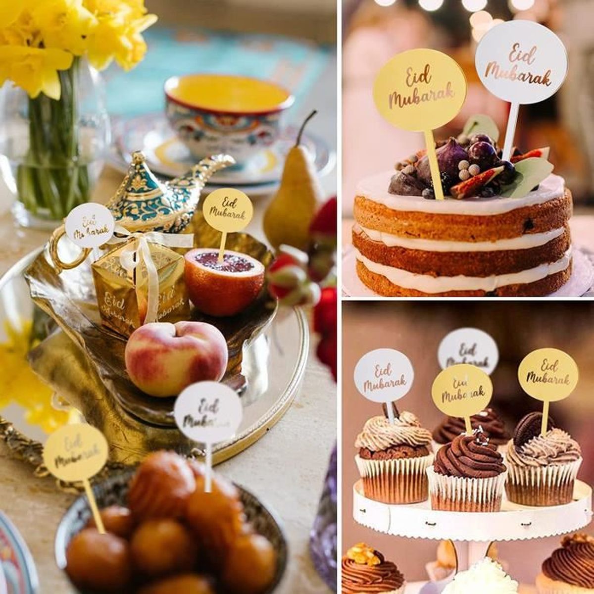 Décoration de Gâteau de l'aïd Mubarak, Gâteau Topper eid ramadan ...