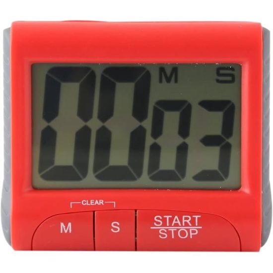 Grand écran LCD magnétique rouge minuteur de cuisine minuterie alarme ...