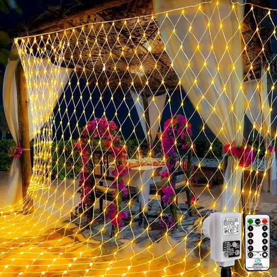200 Filet Lumineux LED 3 x 2 m Guirlande lumineuse de chaîne blanc ...