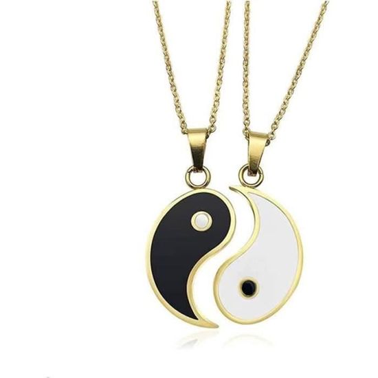 Collier Yin Yang - BRACELET - Lot de 2 - Doré - Pour couple et amis ...