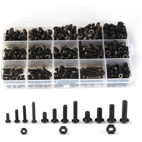 440 Pcs Coffrets Boulons et Écrous, M3 - M4 - M5 Bouton à Tête ...