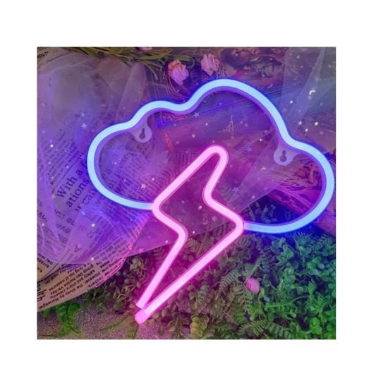 Enseigne Lumineuse Neon LED, Neon Nuage et Eclair, Néon Alimenté par ...
