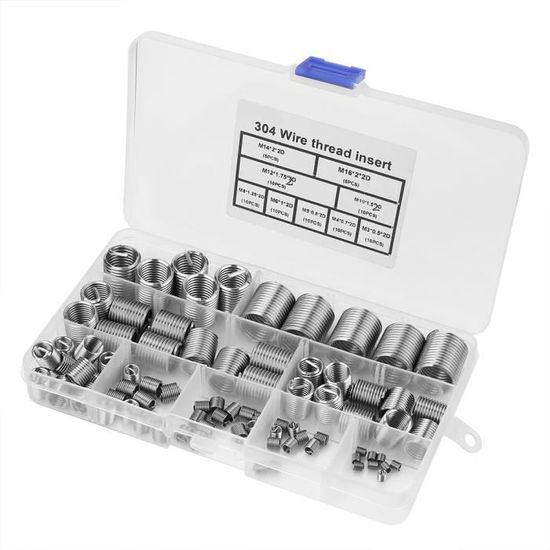 EJ.life Insert de réparation de filetage 80pcs M3-M14 Acier Inoxydable SS304 Fil Enroulé Inserts ...
