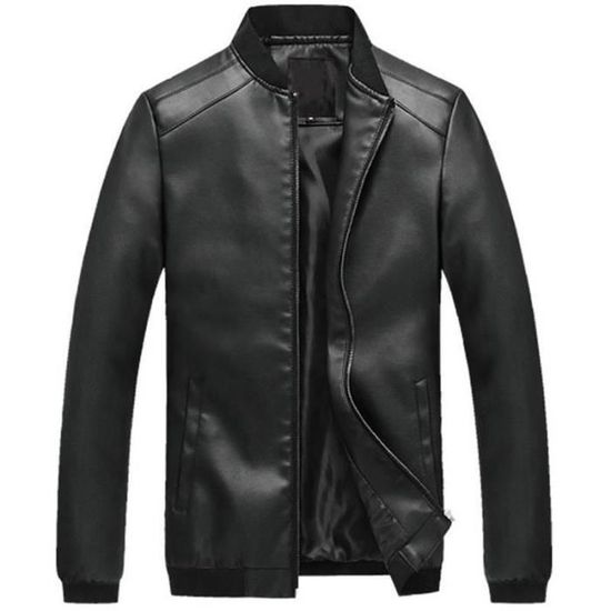 Veste Homme en Cuir Mi-saison Casual Col montant Confortable Veste en ...