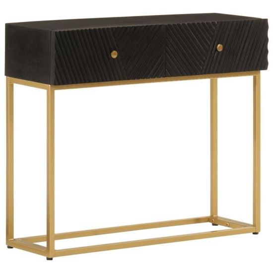 Table console - ZERODIS - LC033 - Bois de manguier massif - Fer - Noir ...