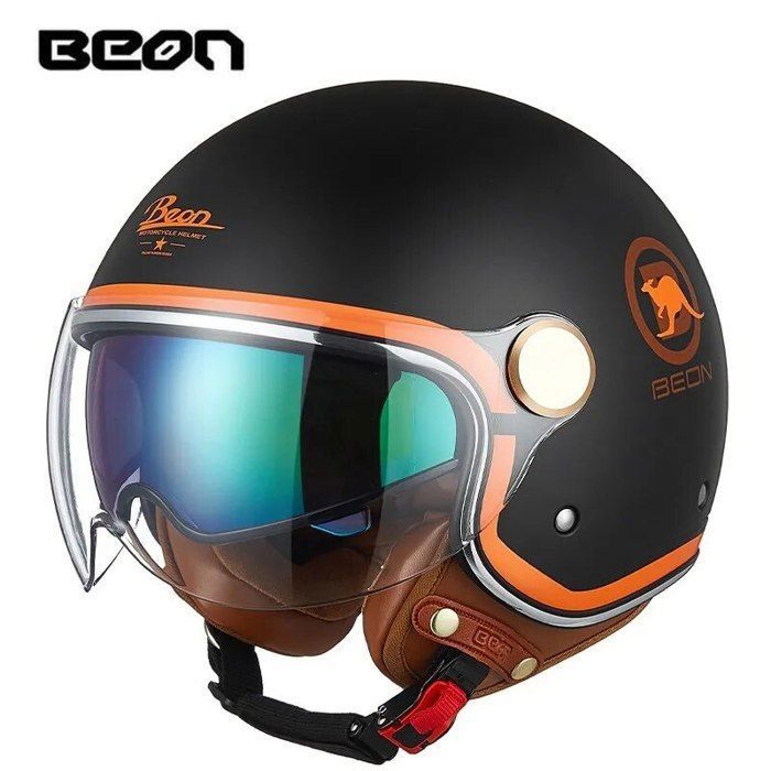 Casque de moto quatre saisons,demi-casque universel rétro,double ...