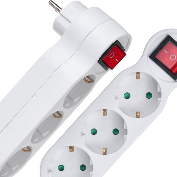 Lot de 2 blocks multiprise, Maclean Energy MCE216, 3 prises avec ...