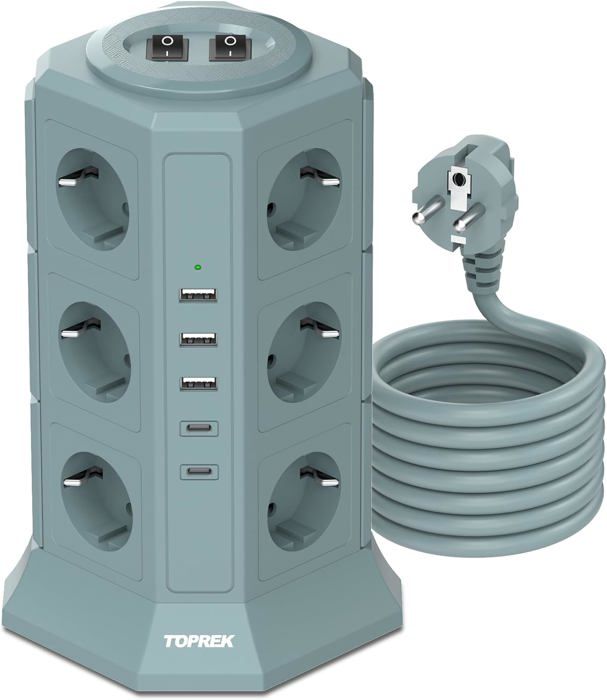 Multiprise Avec 2 Interrupteur,12 Prises Multiprise Electrique Avec 5 ...