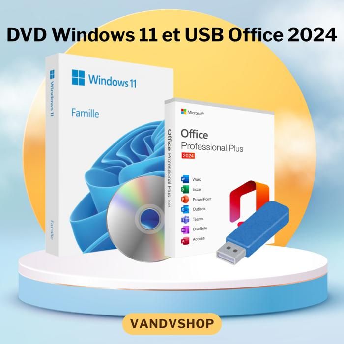Pack Windows 11 (DVD Bootable) + Office 2024 (USB) – Clés d’activation ...