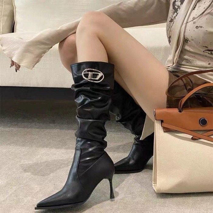 VITATA Bottes Hautes Femme à Talons Aiguilles – Bout Pointu, Élégantes ...