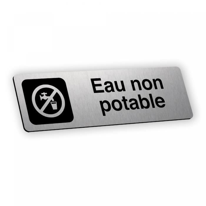 Plaque signalétique gravée autocollante Eau non potable - alu brossé ...