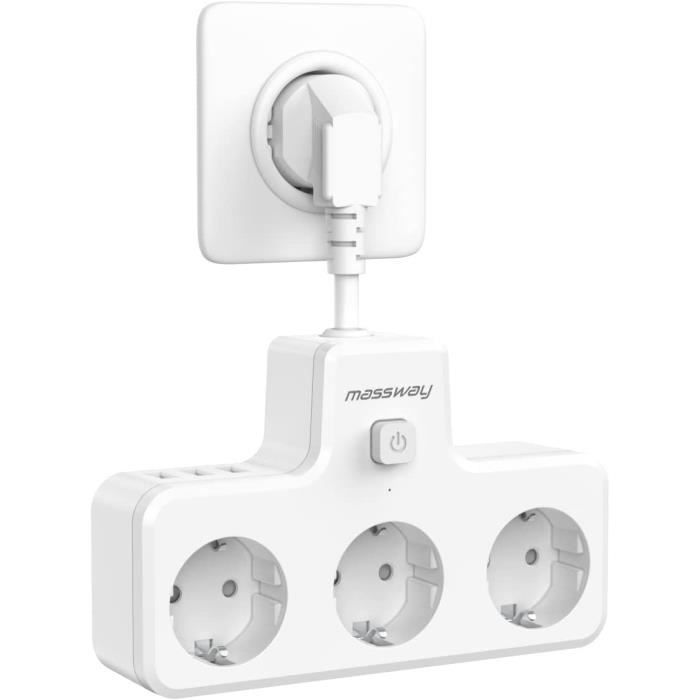 MULTIPRISE Multiprise USB, Multiprise Murale avec 3 Prises AC et 3 ...