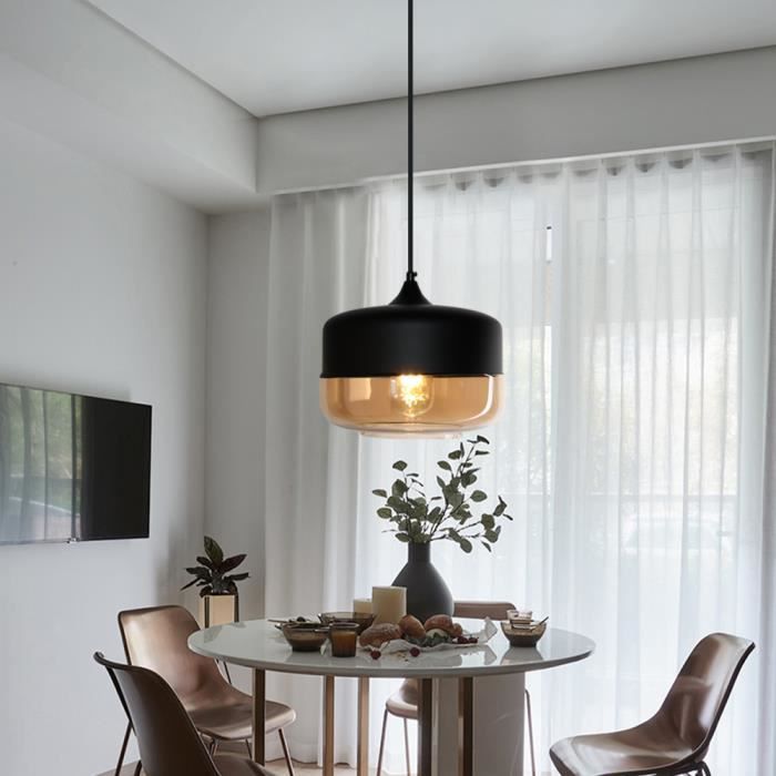 WHITEIN Rétro Suspension Luminaire Industriel Design Verre Brun ...