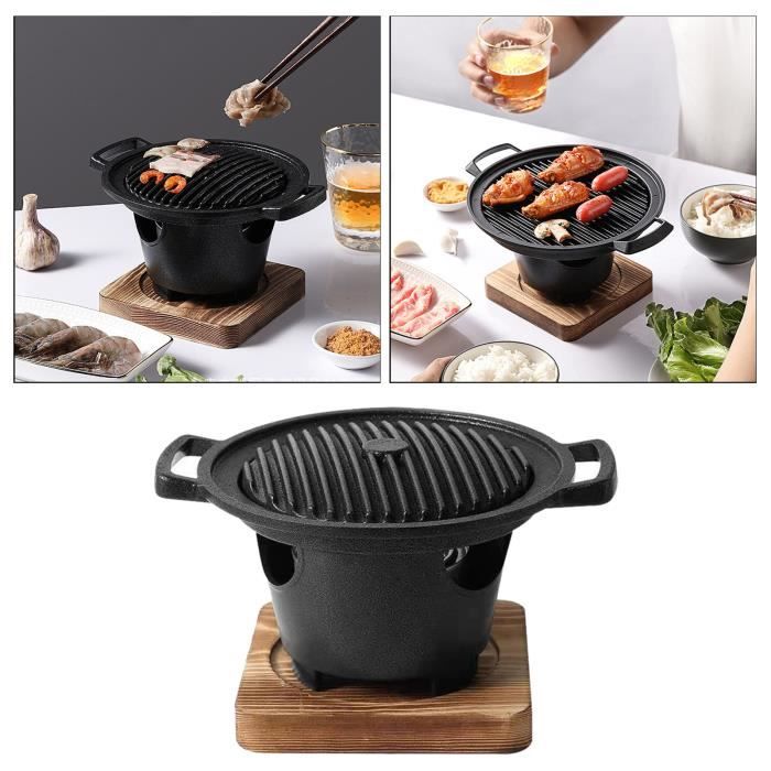 21,5 cm Mini Barbecue avec Base en Bois, Cuisinière Brittop, Plaque de ...