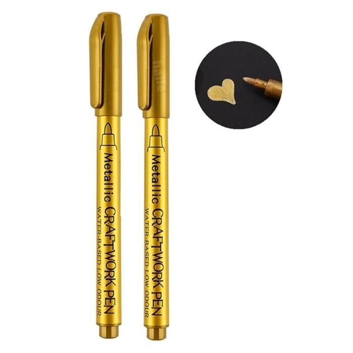 Or 2 pièces - stylo marqueur Permanent blanc étanche, stylo Gel, pour ...