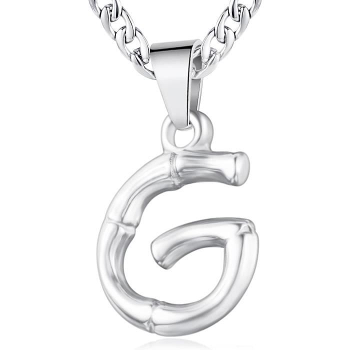 Homme Femme Collier Pendentif Initiale Lettre A-Z Chaîne Cubaine ...