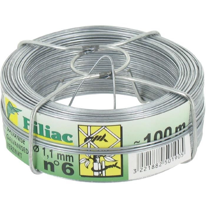 Fil galvanisé Filiac - Long. 100 m - Diam. 1,1 mm - Cdiscount Jardin
