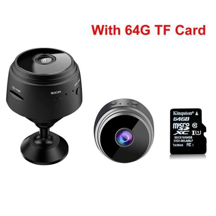 Fanguo-avec carte TF 64g - Mini caméra de Surveillance IP WiFi A9 1080p ...