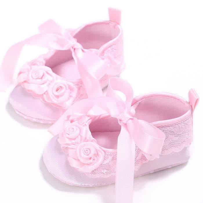 Chaussures de berceau pour toute-petite fille fleur nouveau-né semelle ...