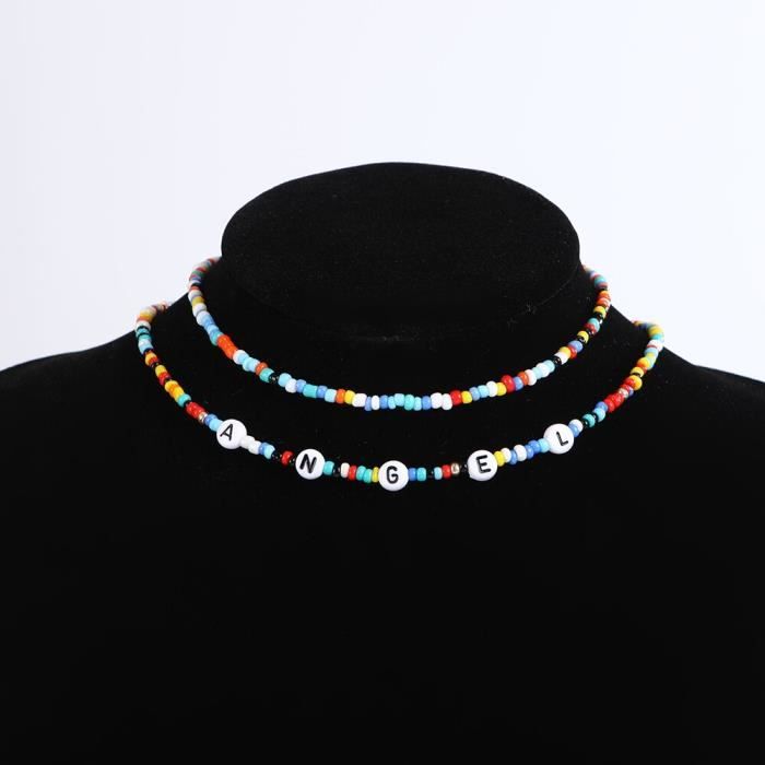 Collier en perles de riz d'eau douce - QUICK - Lettre Chanceux Amour ...