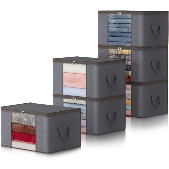 Lot De 6 Sac De Rangement Vetement 90L, Grand Boite Rangement Caisse ...