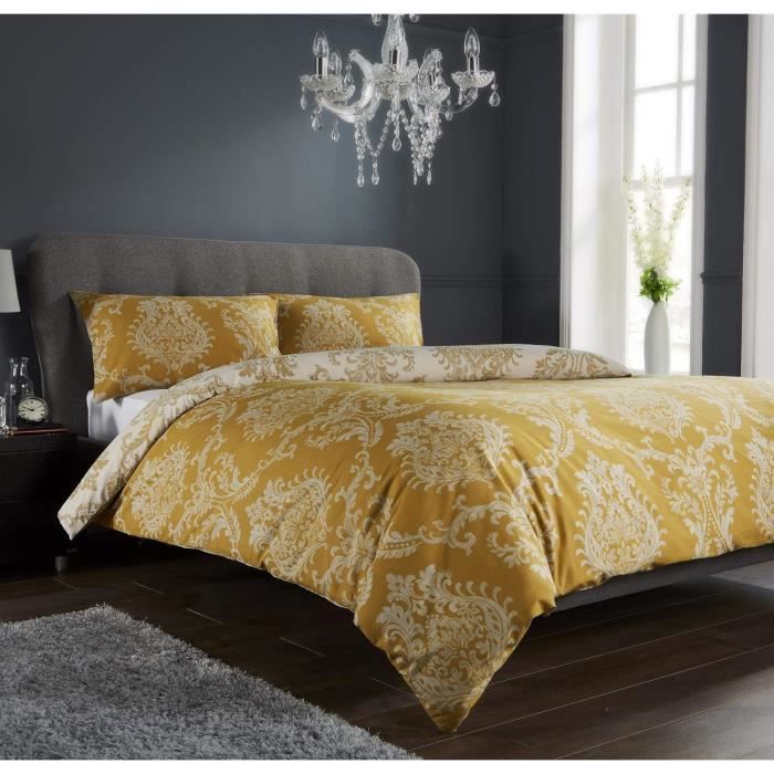 Parure De Lit Avec Housse De Couette Et Taies D'Oreiller Motif Damassé ...