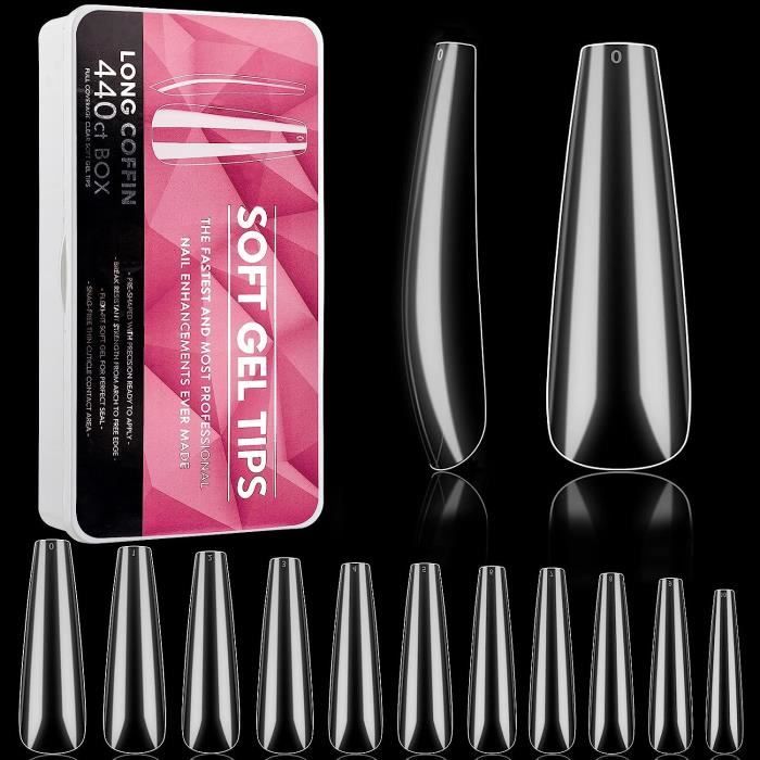 440Pcs Extra Long Coffin Nail Tips, Long Ballerina Full Cover False ...