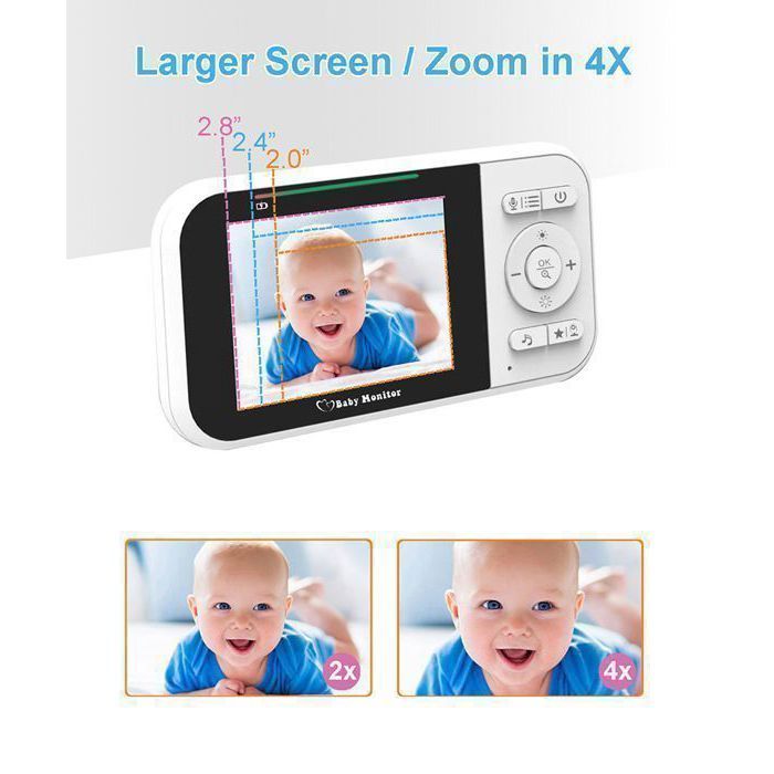 Babyphone Vidéo ACELIFE - Vision Nocturne et Berceuse - Écran 2.8 ...