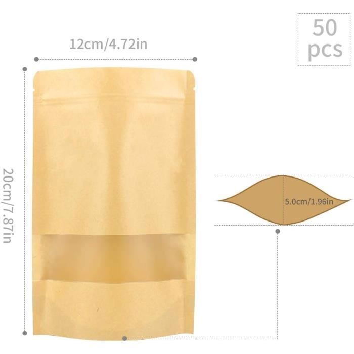 SacsSachet Kraft Alimentaire Sac Papier Kraft avec Fenetre Rutilisables ...