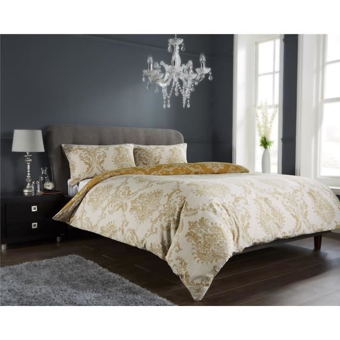 Parure De Lit Avec Housse De Couette Et Taies D'Oreiller Motif Damassé ...