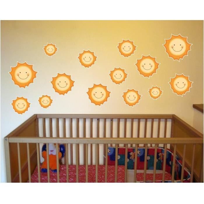 ® Lot De 14 Stickers Muraux En Forme De Soleil Mignon Pour Chambre D ...