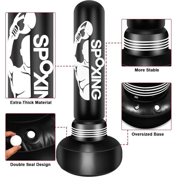 175cm Sac de Boxe Gonflable, Stand Alone Boxing Bag avec Support pour ...