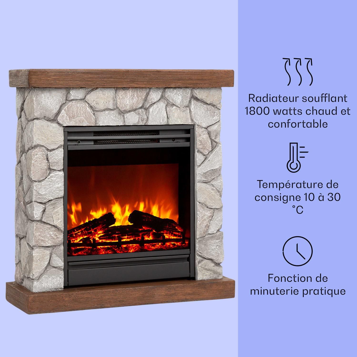 Cheminée électrique effet flamme - Klarstein - 1800/900 W - fausse ...