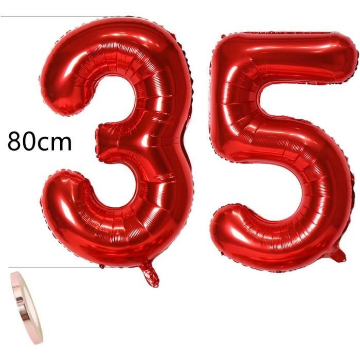 Ballon 35 Ans Anniversaire Femme Noir Rouge Decoration Anniversaire ...