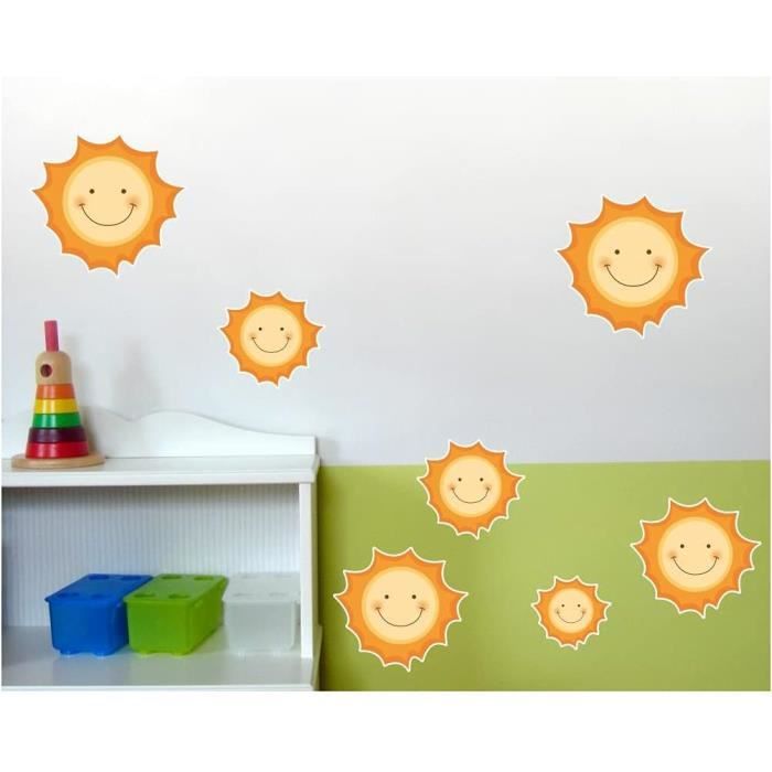 ® Lot De 14 Stickers Muraux En Forme De Soleil Mignon Pour Chambre D ...