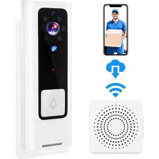 Sonnette sans Fil avec Caméra 1080P WiFi Sonnette Video, Visiophone ...