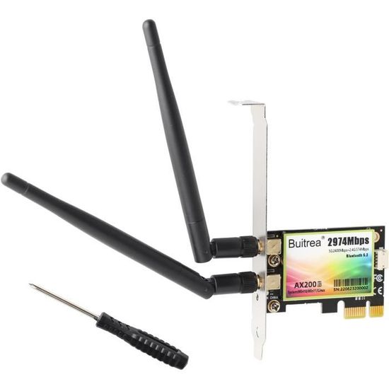 Carte Wifi Pcie Ax200 Avec Bluetooth 5.2 Wi-Fi 6 Double Bande (5Ghz-2 ...