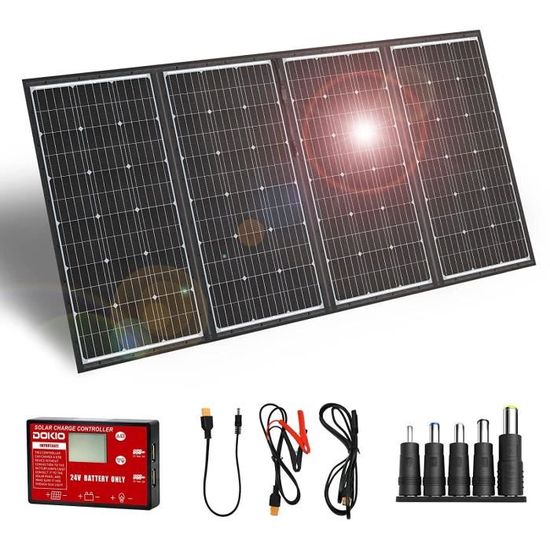 DOKIO Panneau Solaire Pliable 300W 36V Kit Monocristallin avec régulateur de charge solaire et ...