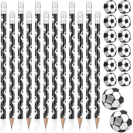12 Pièces Crayons De Football + 12 Pièces Gommes De Football + 2 Pièces ...