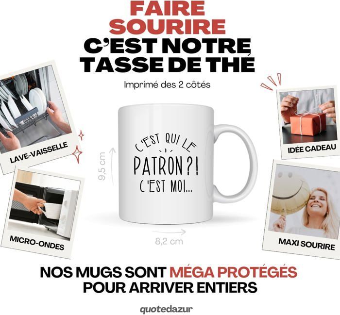MUG - TASSE - MAZAGRAN-Blanc Mug C'est Qui Le Patron - Cadeau Collègue ...
