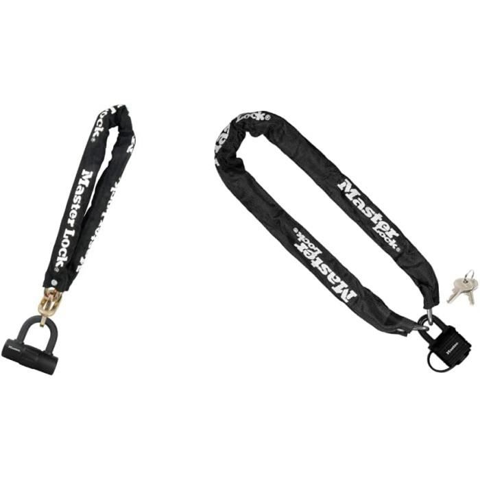 MASTER LOCK Chaîne Antivol Vélo avec mini U [Clé] [Antivol Certifié ...