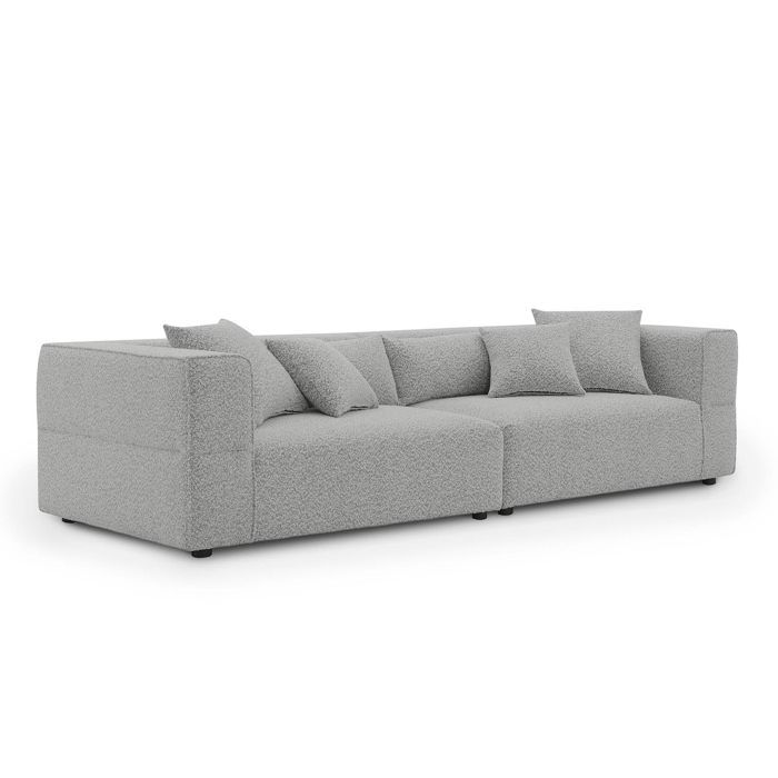 HANNAH XL - Canapé 4 places effet peau de mouton gris - Cdiscount Maison