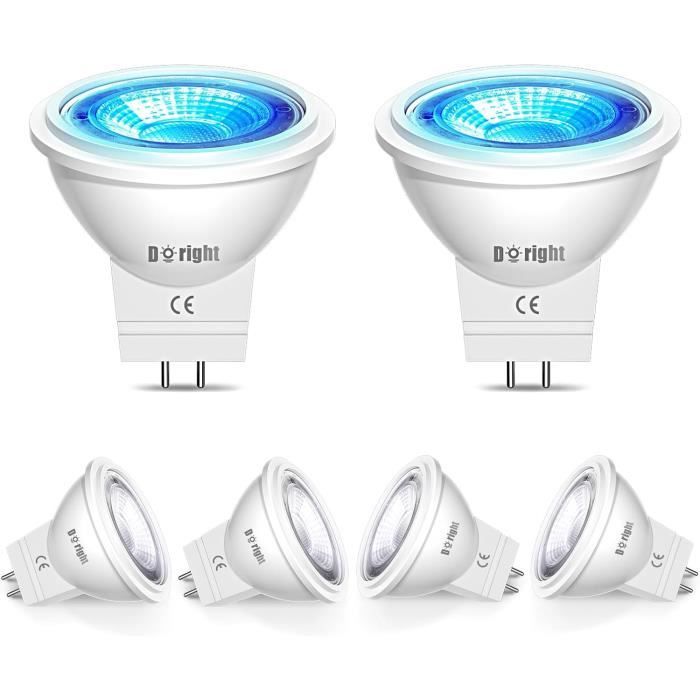Ampoule LED Couleur 3W GU4 - 12V Mini MR11 - Basse Tension - Bleue - 200Lm - Socle GU4 Bi-Pin ...