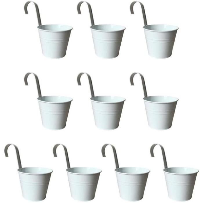 10 Pièces Pots Fleurs En Métal Fer Suspendus Pots Jardin Avec Crochet ...