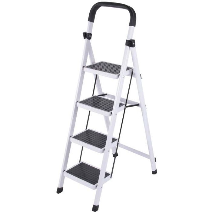 Escabeau 4 Marches , en Aluminium , Pliable , Blanc - Cdiscount Bricolage