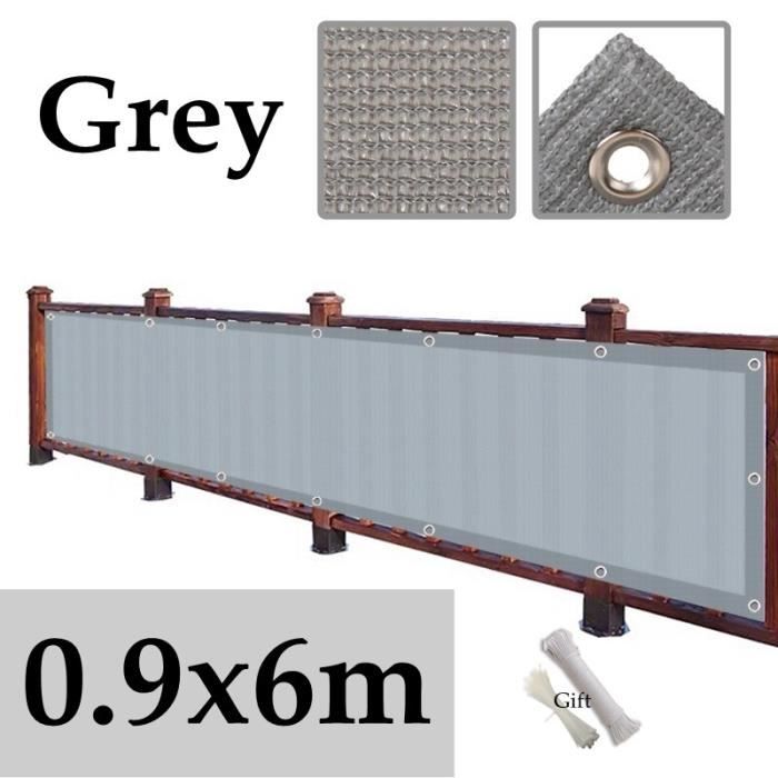 Couleur 0.9x6m Filet d'intimité de balcon en HDPE gris, barrière de ...