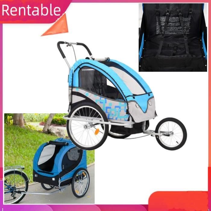 Yuehuuroom® Remorque à vélo et poussette pour enfants 2-en-1 Bleu et ...