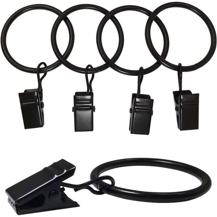 INF Clips pour anneaux de rideaux, 20 pièces, anneaux pour tringle à ...