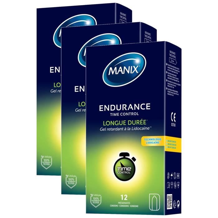 Lot de 3 Boîtes de 12 préservatifs retardants ENDURANCE TIME CONTROL ...